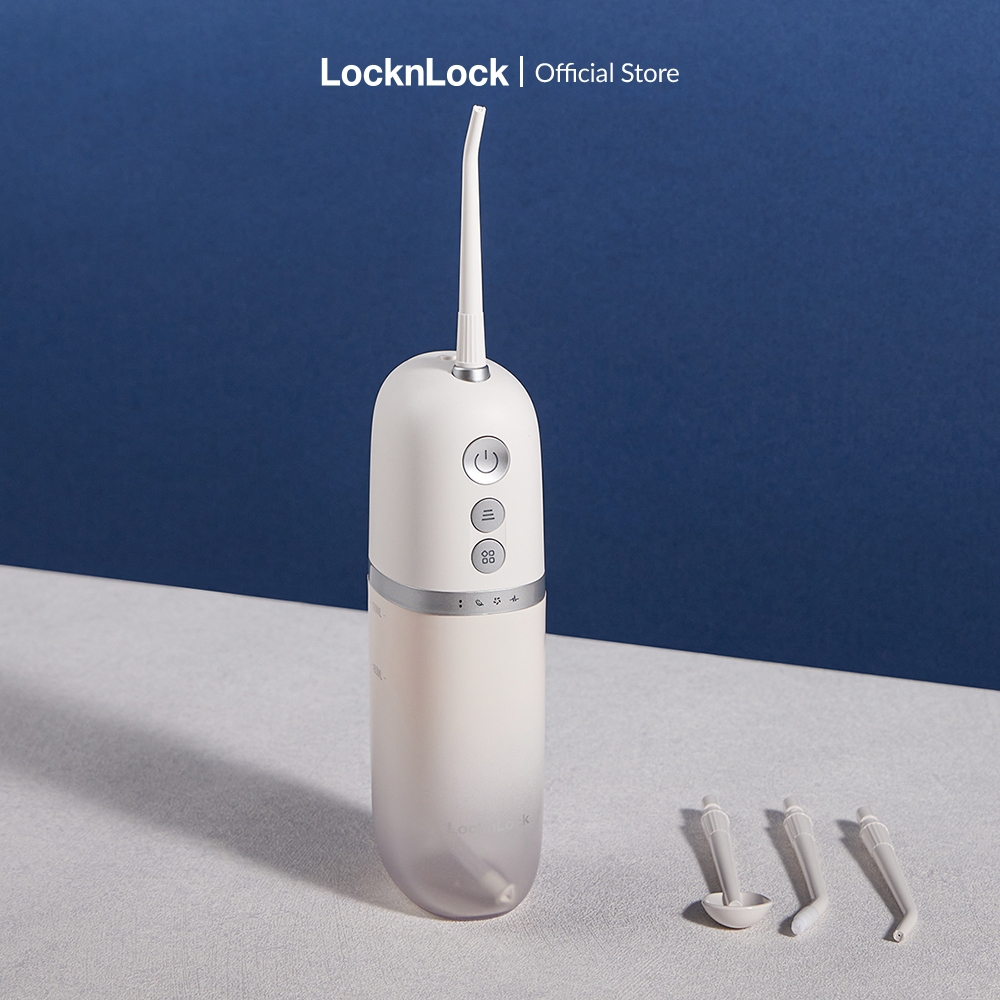Máy tăm nước Lock&Lock portable oral irrigator 190ml 4 chế độ 3 loại đầu tăm pin sạc cổng type C ...