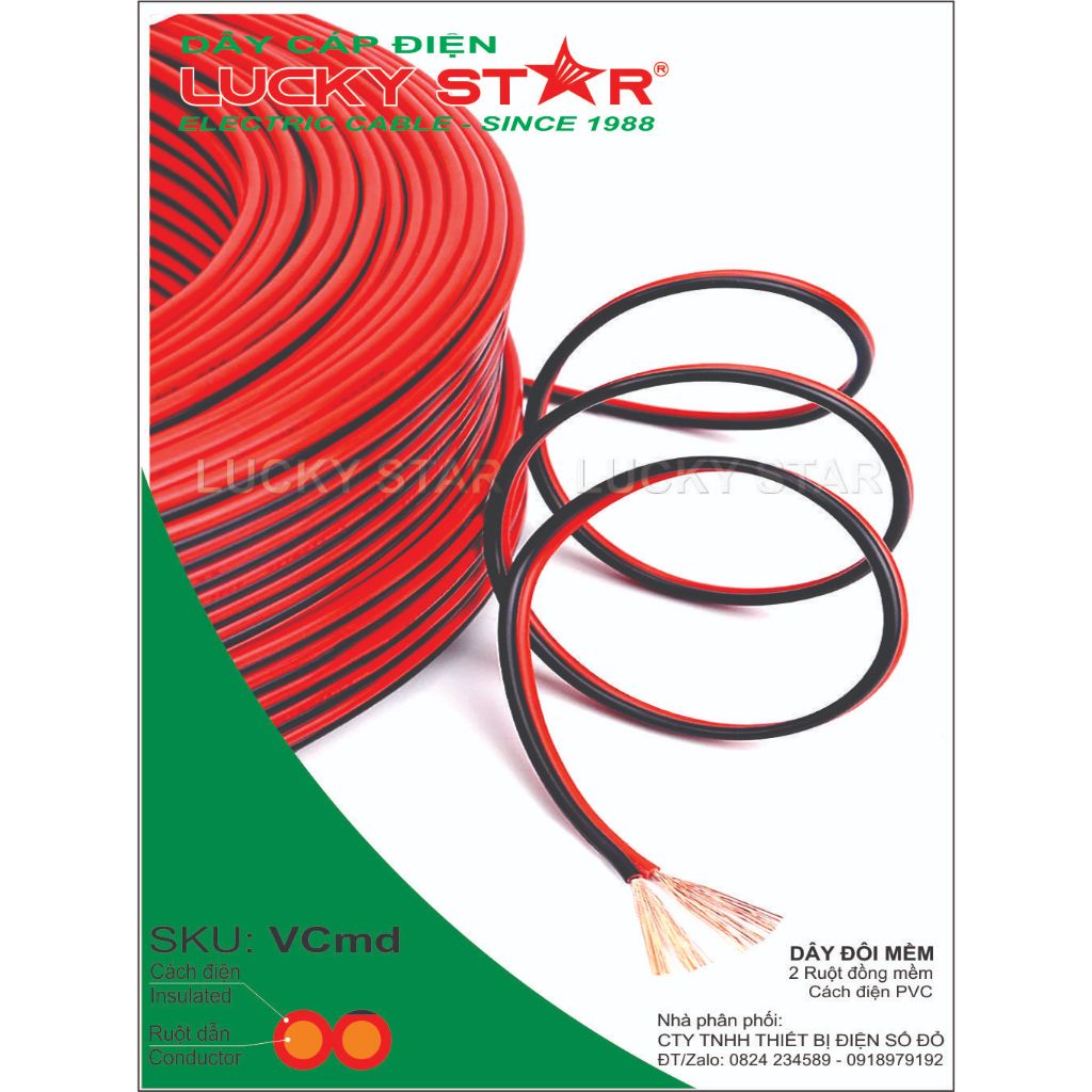 DÂY ĐÔI MỀM VCmd 2x2.5 MM2 I 2 LÕI ĐỒNG MỀM I CÁCH ĐIỆN PVC I CUỘN 100 ...