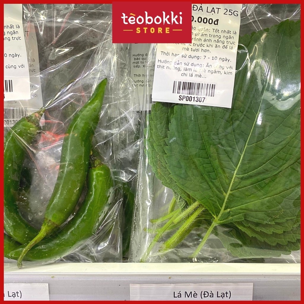 [SHIP HCM] Lá mè Hàn Quốc (lá to, đẹp 25g), Ớt sừng xanh ăn thịt nướng ...