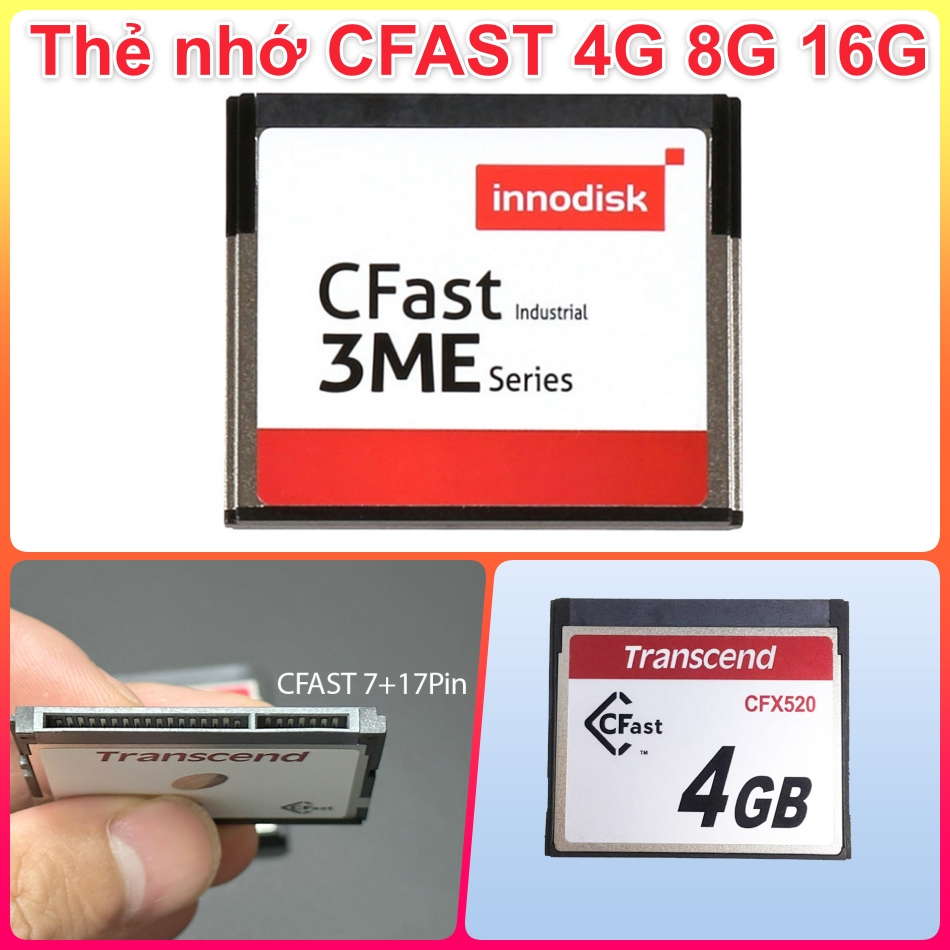Thẻ nhớ CFAST công nghiệp 4GB 8GB 16GB 7+17 chân cắm cho máy tính công nghiệp, máy tính nhúng ...