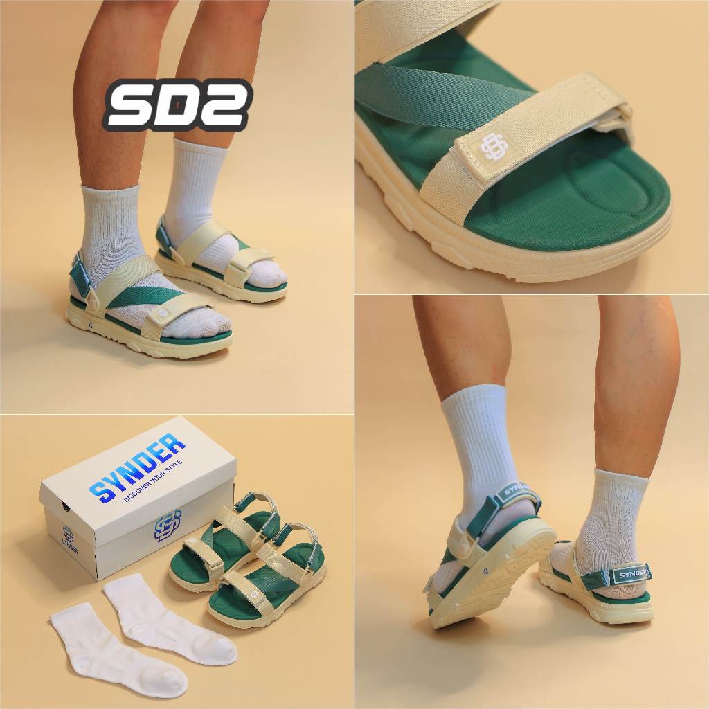 Giày Sandal SYNDER SD2 Màu Be Rêu [ kèm hộp + vớ ] | Shopee Việt Nam