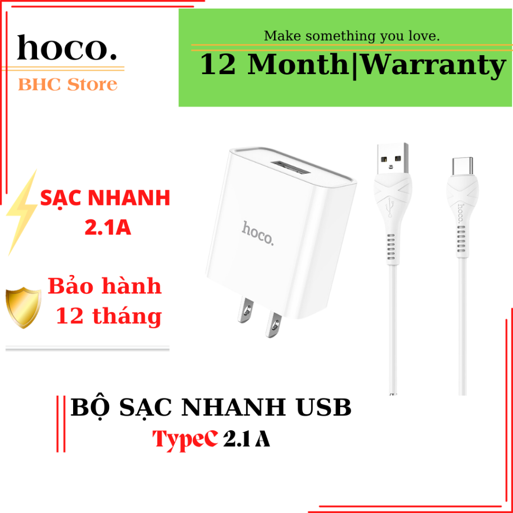 Bộ sạc Hoco 2.1A chân USB - TYPE C hàng chính hãng Hoco | Shopee Việt Nam