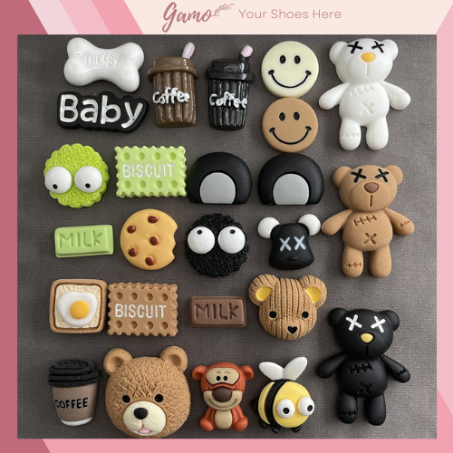 Sticker, Charm 3D chủ đề coffee DIY Gamo nhựa cứng gắn Dép Cross, Dép ...