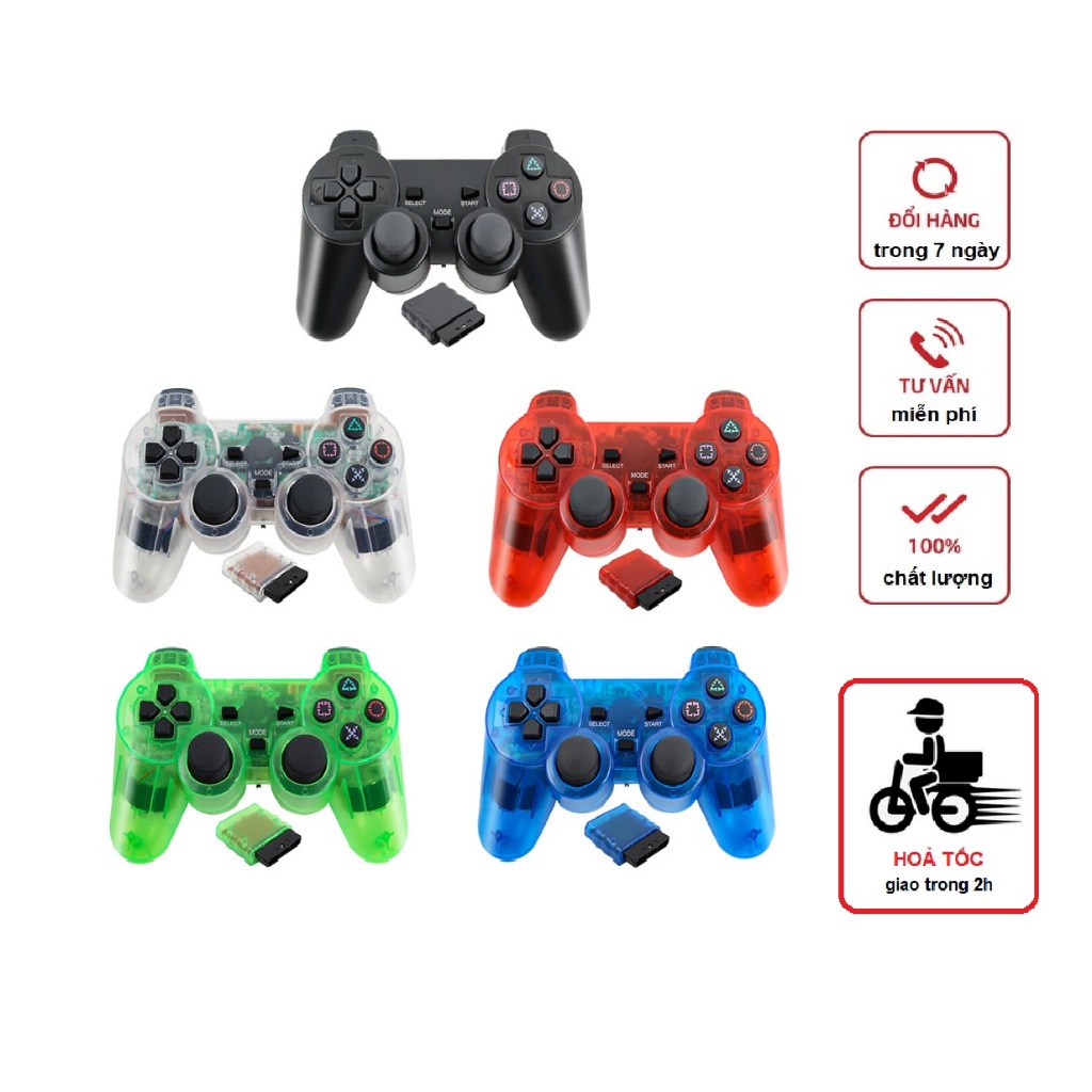 Tay cầm không dây PS2 playstation 2 màu trong suốt | Shopee Việt Nam