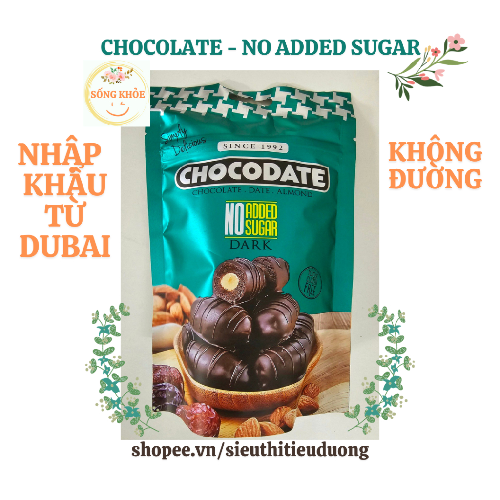 Sô cô la đen không đường bọc chà là , nhân hạnh nhân CHOCODATE socola ...