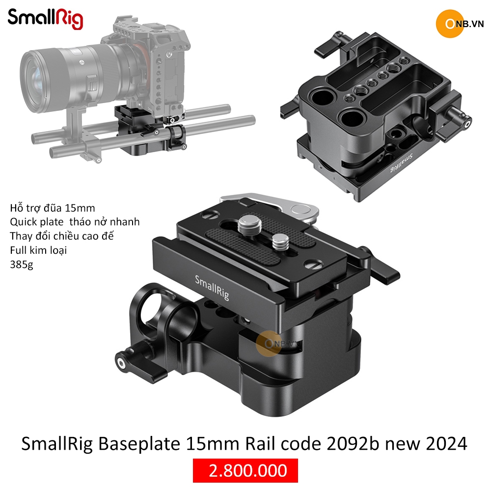 SmallRig Baseplate 15mm - Bộ đế nâng gắn đũa 15mm điều chỉnh độ cao 2092b | Shopee Việt Nam