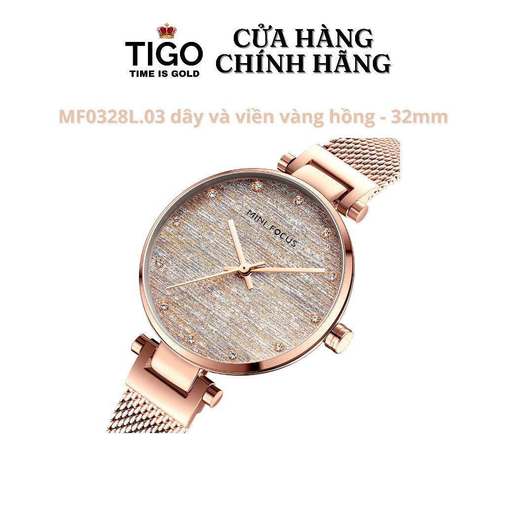 Đồng Hồ Nữ MINI FOCUS MF0328L.03 Dây Thép Vàng Hồng Viền Vàng Hồng Thép Không Gỉ Mặt Tròn 32mm ...