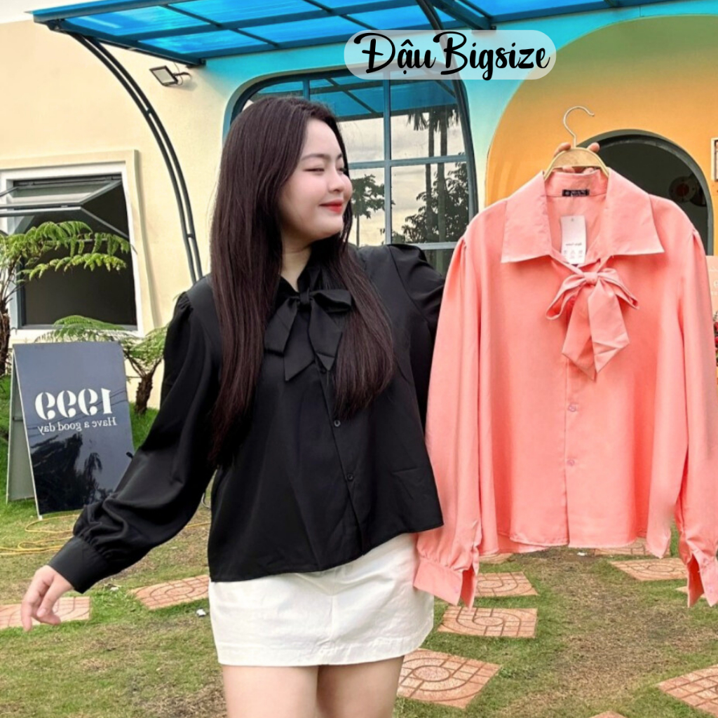 Áo Sơ Mi Bigsize Nữ Tay Dài Bo ,Áo Sơ Mi Kiểu Nữ Nơ Buộc Thời Trang ...
