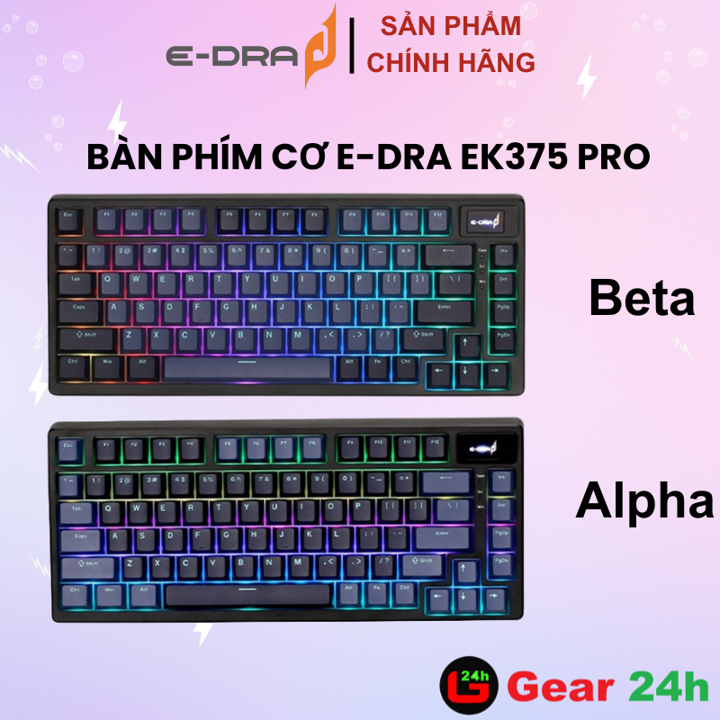 Bàn phím cơ không dây Edra EK375 Pro - Pin: 4000mAh ,Hotswap (Kết nối ...