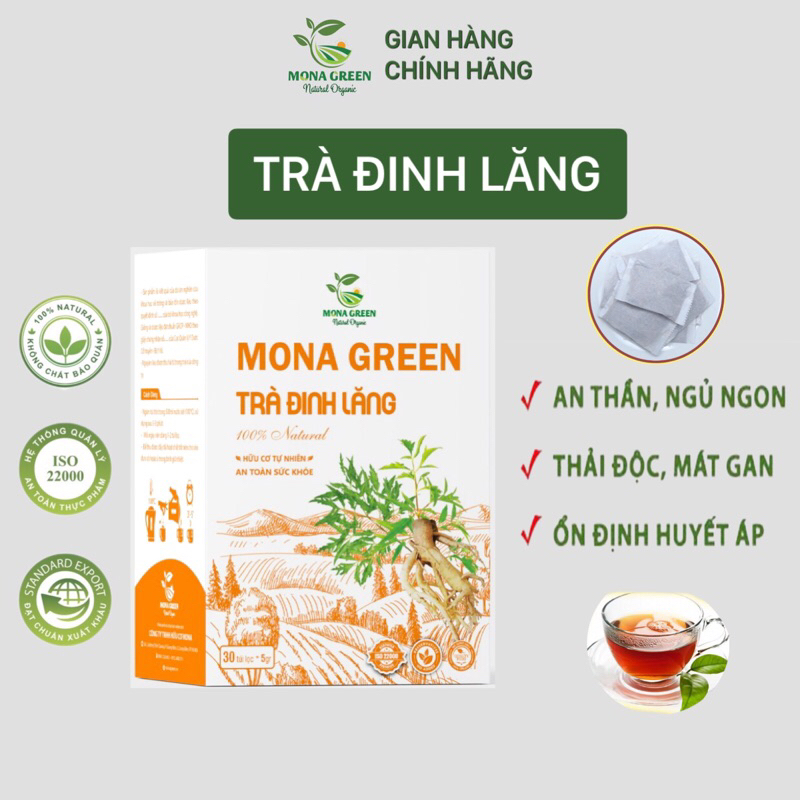 [COMBO 3 HỘP] Trà túi lọc đinh lăng ,tâm sen ,trà ngủ ngon Mona green (30 túi lọc / hộp ...