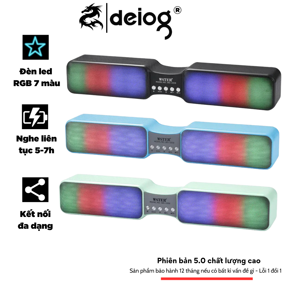 Loa bluetooth WSTER ws1059 đèn led RGB độc đáo công suất 10W âm thanh ...