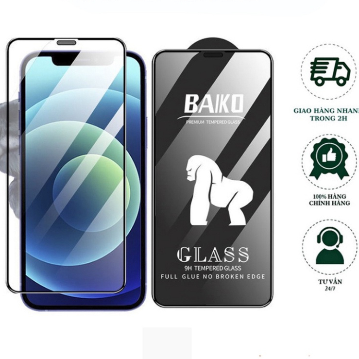 Kính cường lực Baiko Full màn Siêu Bền cho Iphone 16 7 8 Plus SE X XS ...
