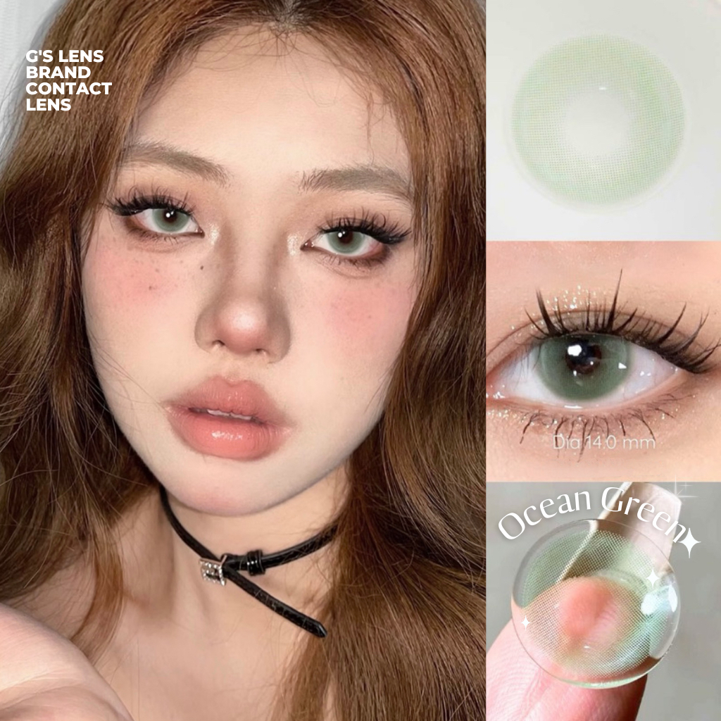 Lens Mắt Kính Áp Tròng Xanh Lá Siêu Tây Ocean Green Giãn Ít S 14.2mm Có ...