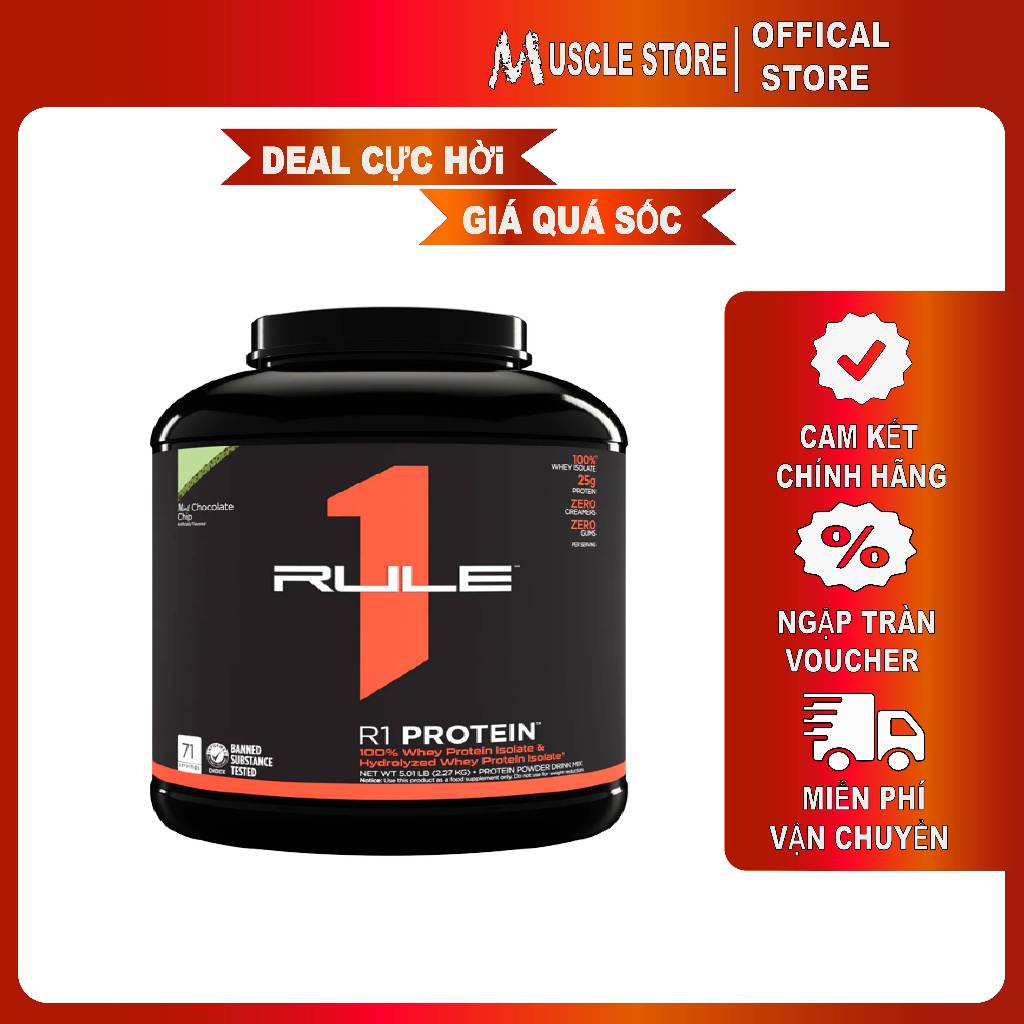 Rule 1 Whey Protein Isolate và Hydrolyzed (2.3Kg/72Liều) Hỗ Trợ Tăng Cơ ...