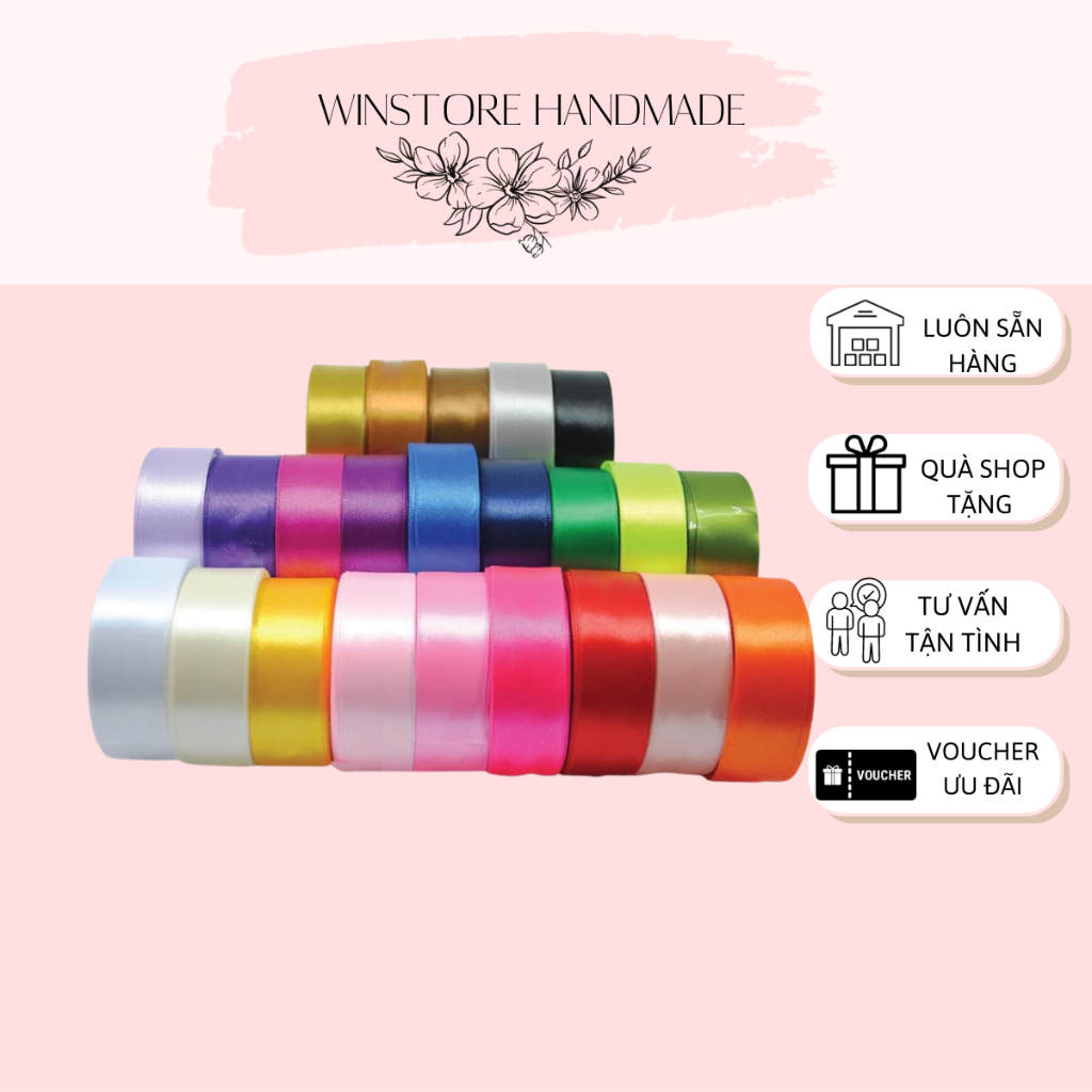 Ruy Băng Lụa Cuộn Dài, Ruy Băng 4cm Cuộn 22m Nhiều Màu Sắc Winstore ...