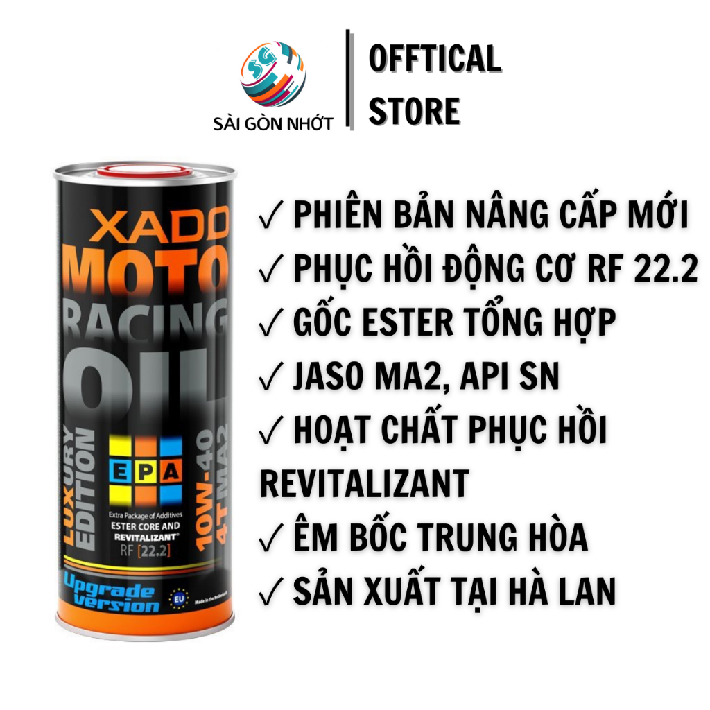 [BẢN V3 RF 22.2] Dầu nhớt Tổng Hợp Xado Racing Oil 10w40 1L | Shopee ...