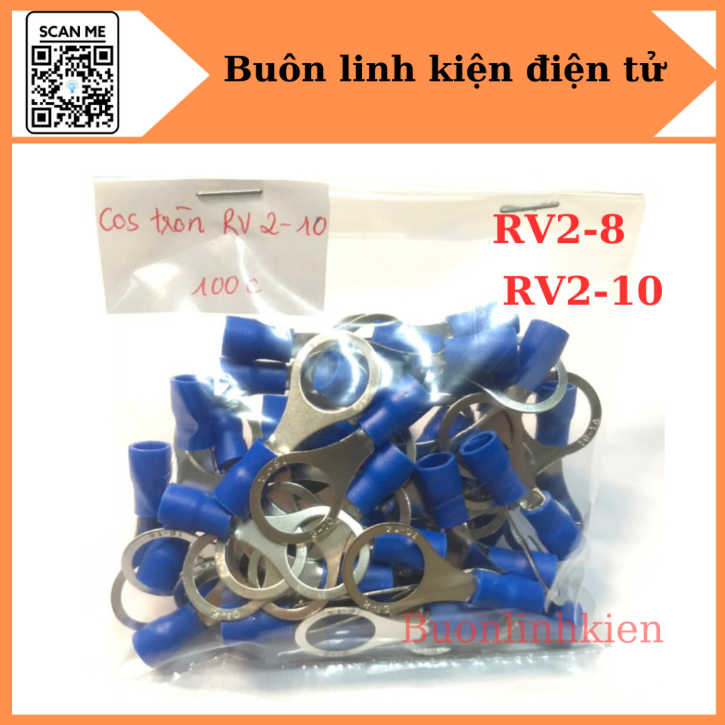 Đầu cos tròn phủ nhựa, cos khuyên, đầu cos dây điện RV2-8, RV2-10 (50-100 cái) | Shopee Việt Nam