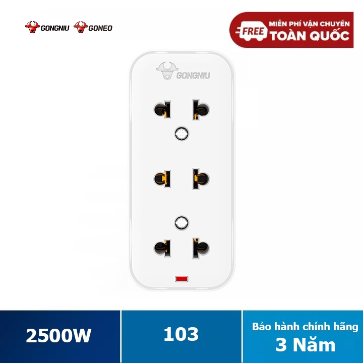 Ổ Cắm Điện Mini GONEO 3 Ổ – 10A/250/2500W – Trắng – Chính Hãng - 103 ...