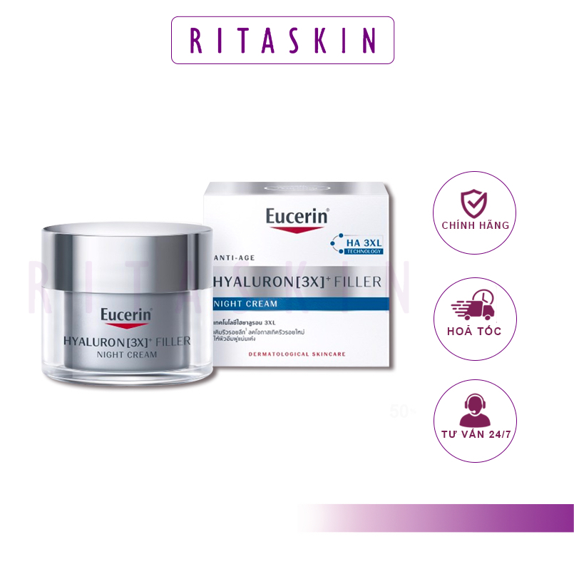 Eucerin Kem Chống Lão Hóa, Giảm Nếp Nhăn Ban Đêm Hyaluron Filler Night Cream 50ml | Shopee Việt Nam
