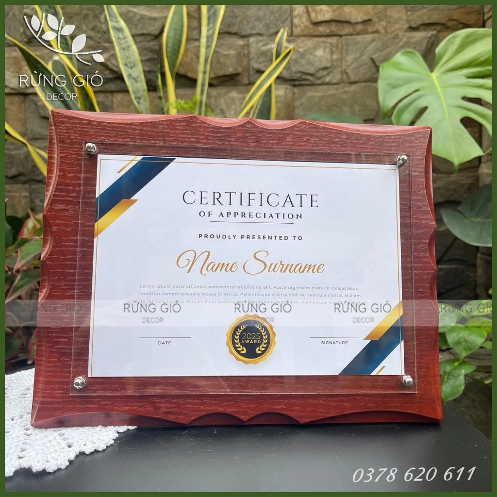 Bảng Vinh Danh A5 GỖ pha lê acrylic sang trọng ( để vừa giấy khen cỡ ...