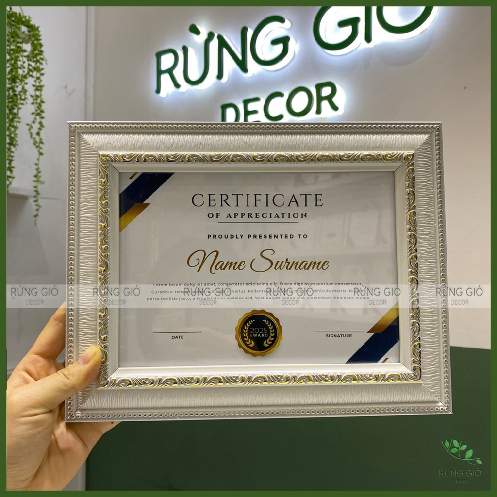 Khung A5 TRẮNG SẦN, để vừa giấy khen 15x21cm, ĐỂ BÀN HOẶC TREO TƯỜNG ...