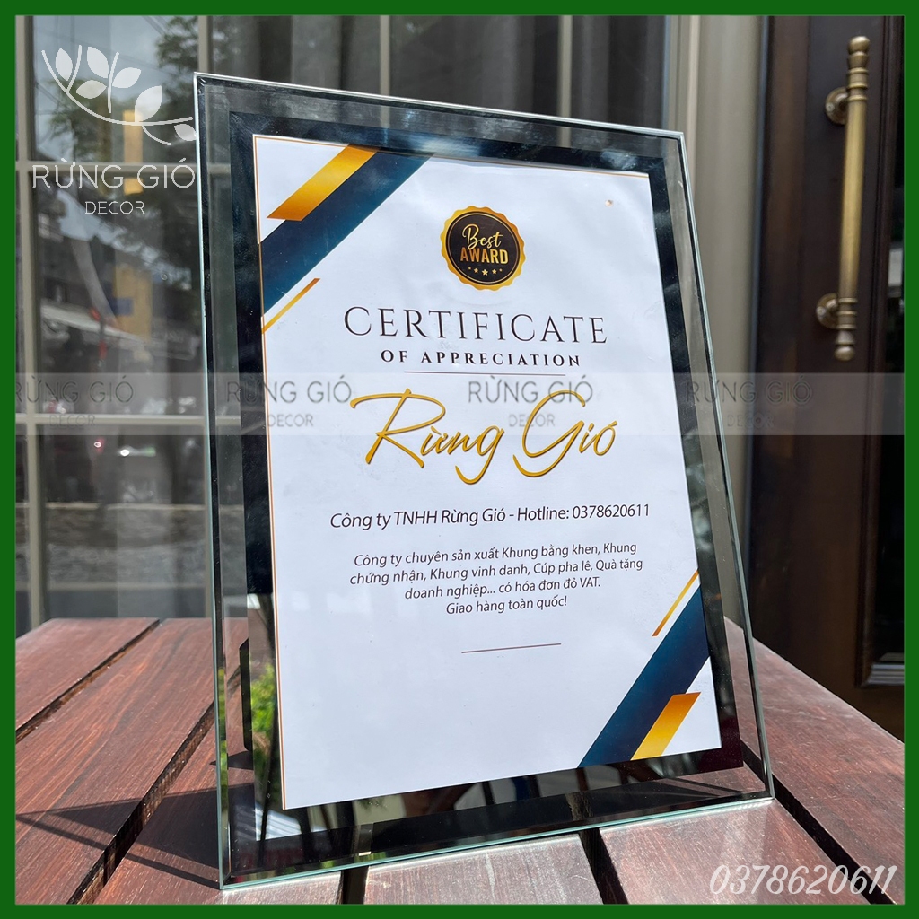 Khung A4 KÍNH TRÀN sang trọng - để bàn kèm treo tường - để vừa giấy ...