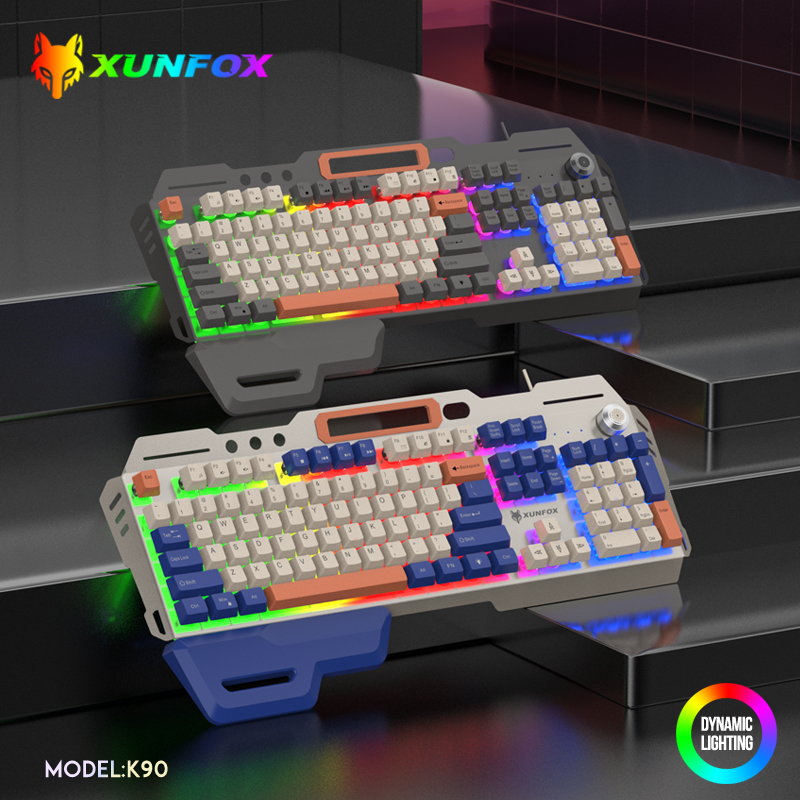 Bàn phím giả cơ chuyên game XUNFOX K90 có đèn led 7 màu chớp nháy cực ...