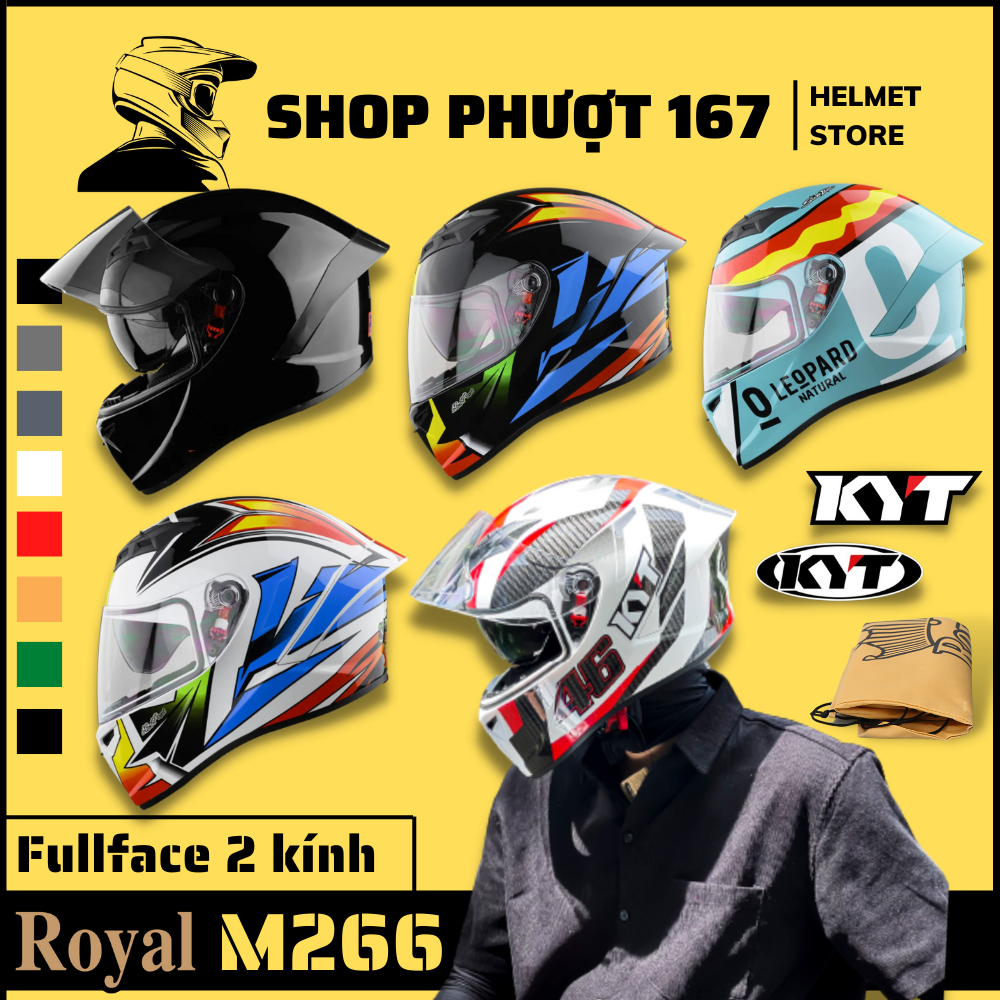 ( TẶNG TEM KYT VÀ CHE CẰM) MŨ BẢO HIỂM ROYAL 2 KÍNH M266 ĐỦ MÀU CHÍNH HÃNG | Shopee Việt Nam
