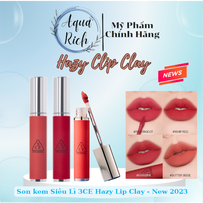 Son Kem 3CE Hazy Lip Clay 4g [Whip Red - Butter Beige - Plum Pudding ...