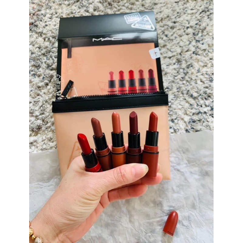 Set son mini 5 cây MAC travel exclusive Mini kèm túi | Shopee Việt Nam