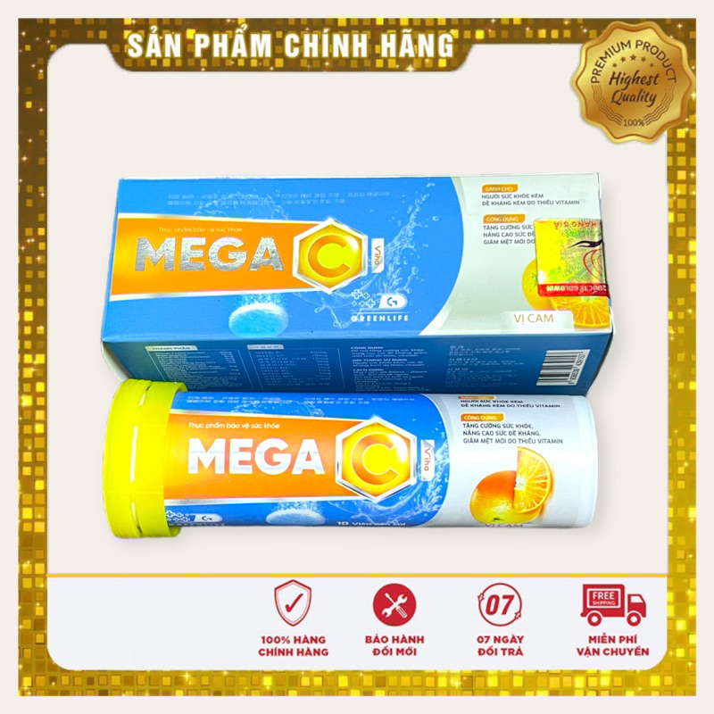 Sủi vitamin Mega C tăng cường đề kháng nâng cao miễn dịch tub 10 viên ...