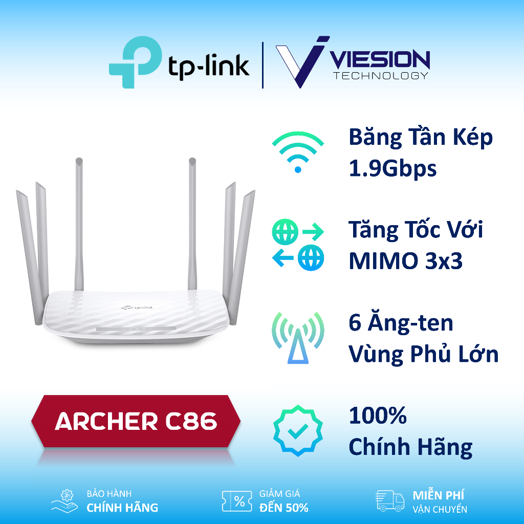 TP-Link Archer C86 - Bộ Phát Wifi Băng Tần Kép AC1900, tốc độ lên tới 1 ...