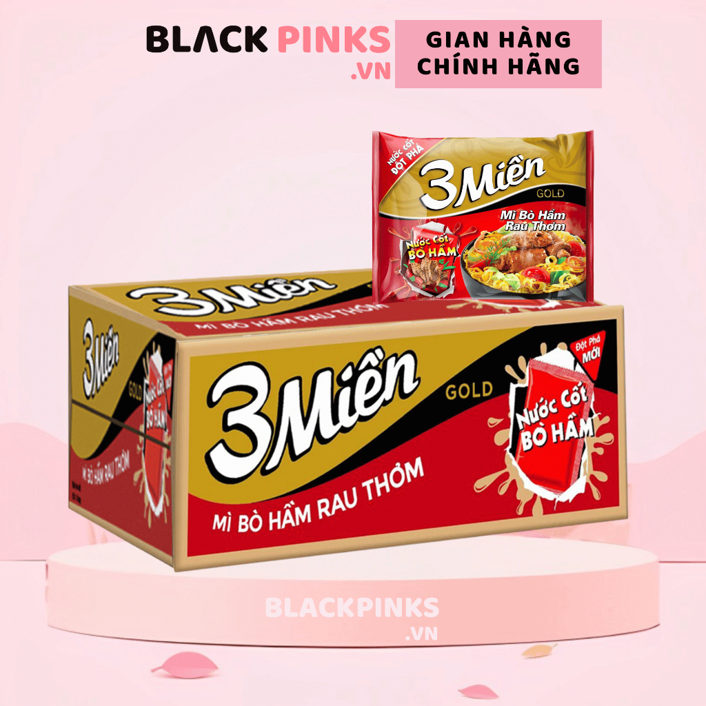 (Thùng 30 gói) Mì 3 Miền Gold bò hầm rau thơm gói 75g | Shopee Việt Nam