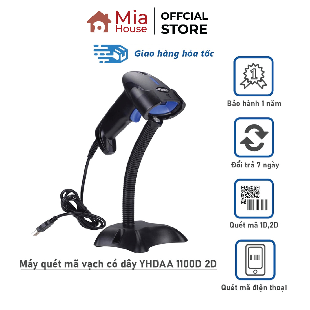 Máy quét mã vạch có dây YHD - 1100D 2D dùng dây cắm cổng USB Máy tính, Laptop | Shopee Việt Nam