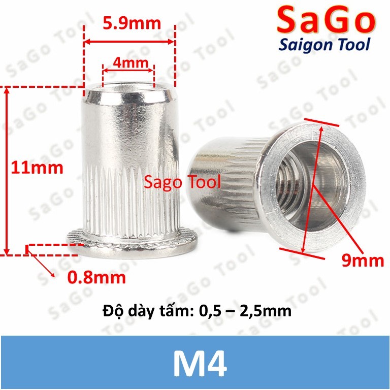 Tán ecu rút inox 304 size M3 M4 M5 M6 M8 M10 loại tốt | Shopee Việt Nam