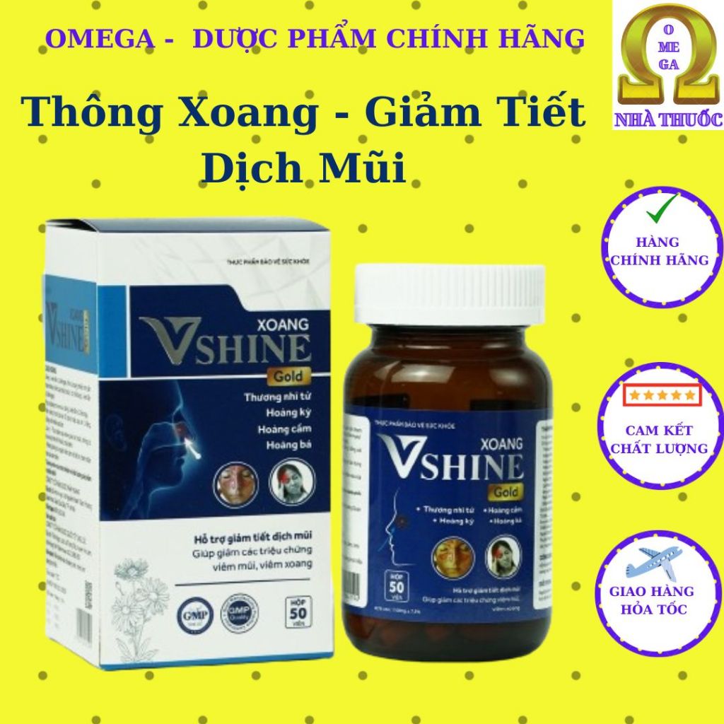 Viên Uống Xoang VSHINE Gold [HD 2027/ 50 Viên]- Giảm Tiết Dịch Mũi, Giảm Viêm Xoang, Viêm Mũi Dị ...