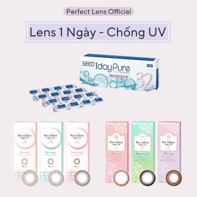 HÀNG MỚI VỀ , Lens, Kính Áp Tròng 1 ngày Seed, Lens Clear trong suốt ...