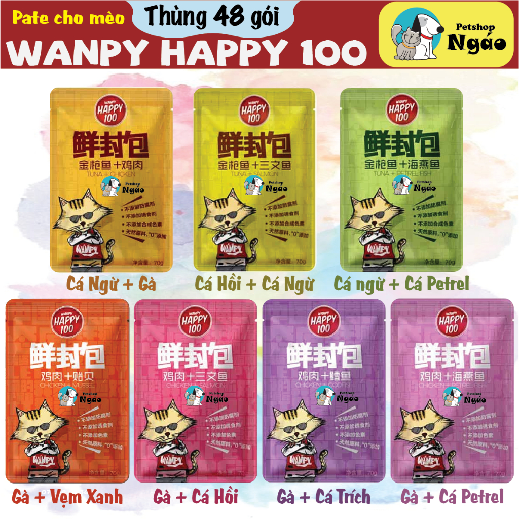[Combo 24 - 48 gói] Pate Happy 100 70g - Thức ăn ướt cho mèo __ PATE ...