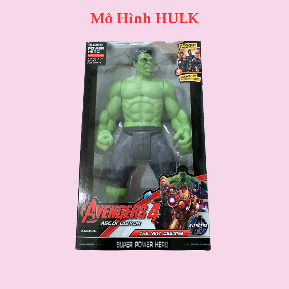 Mô hình khổng lồ xanh mô hình hulk siêu nhân cao 27cm có đèn sáng đỏ cử động khớp nhựa siêu bền ...