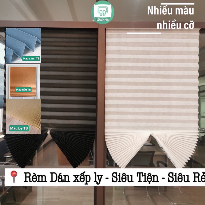 Rèm dán cửa xếp ly chất liệu vải không dệt chắn nắng không cần đóng ...