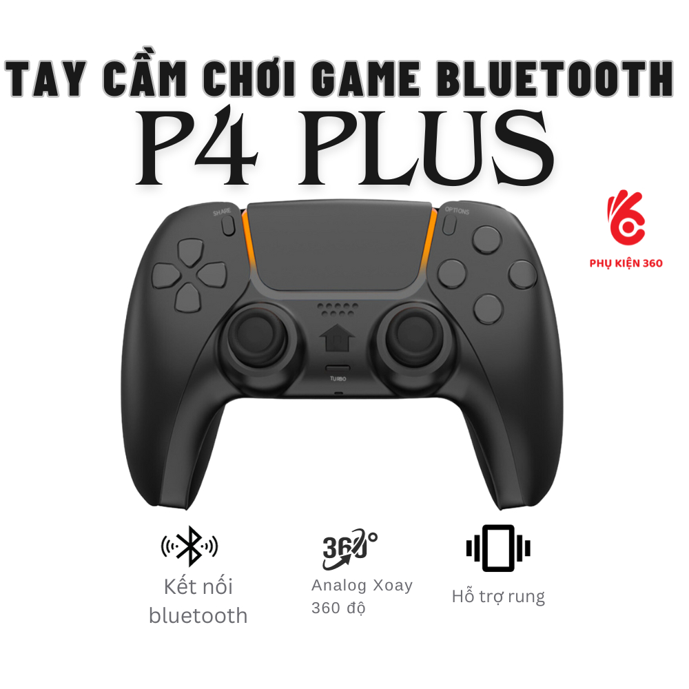 Tay cầm chơi game bluetooth P4 plus - Hỗ trợ Full skill FO4, PES, GTA ...