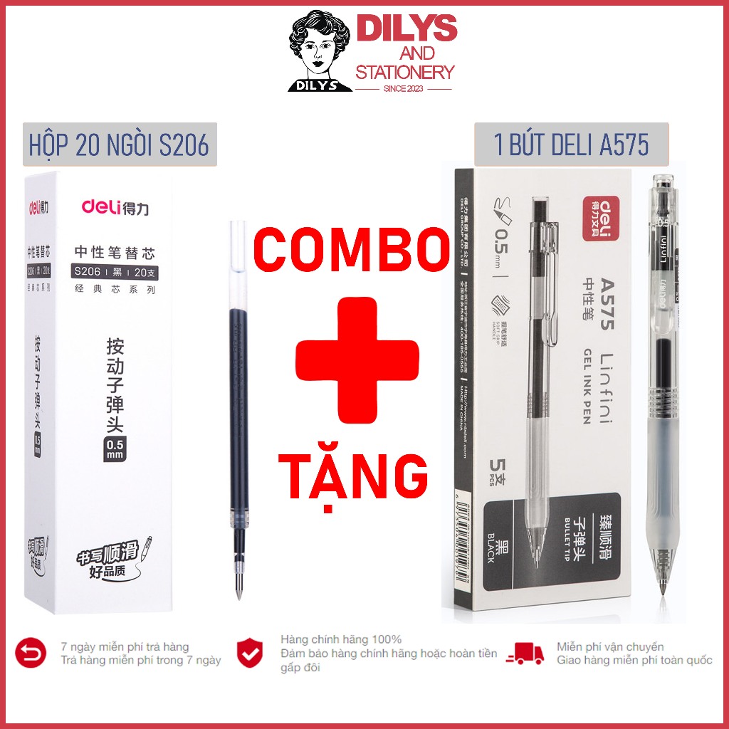 COMBO 20 Ngòi Deli S206 Tặng Ngay 1 Bút A575 Đen (Hàng Chính Hãng ...