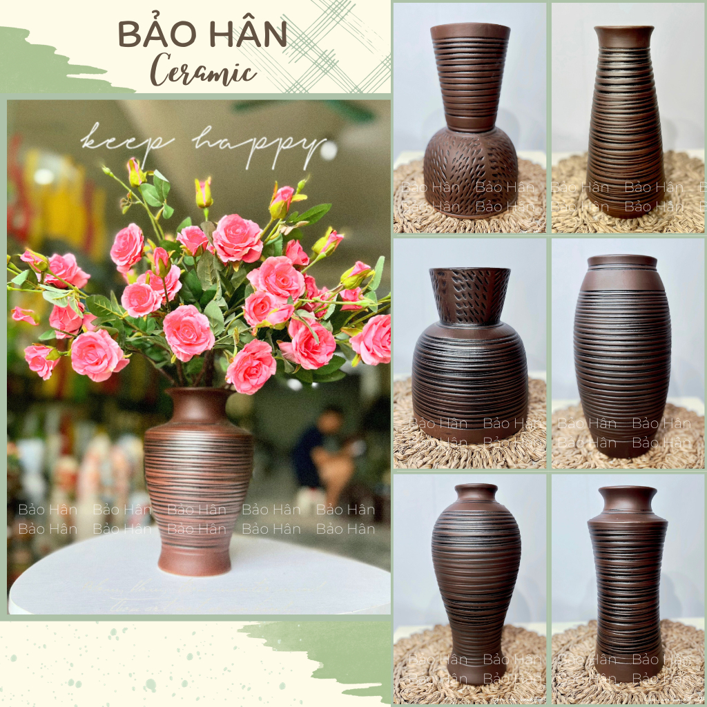 Bình Hoa Men Nâu Socola Gốm Sứ Bát Tràng, Lọ Hoa Decor Đẹp Dễ Cắm Hoa ...