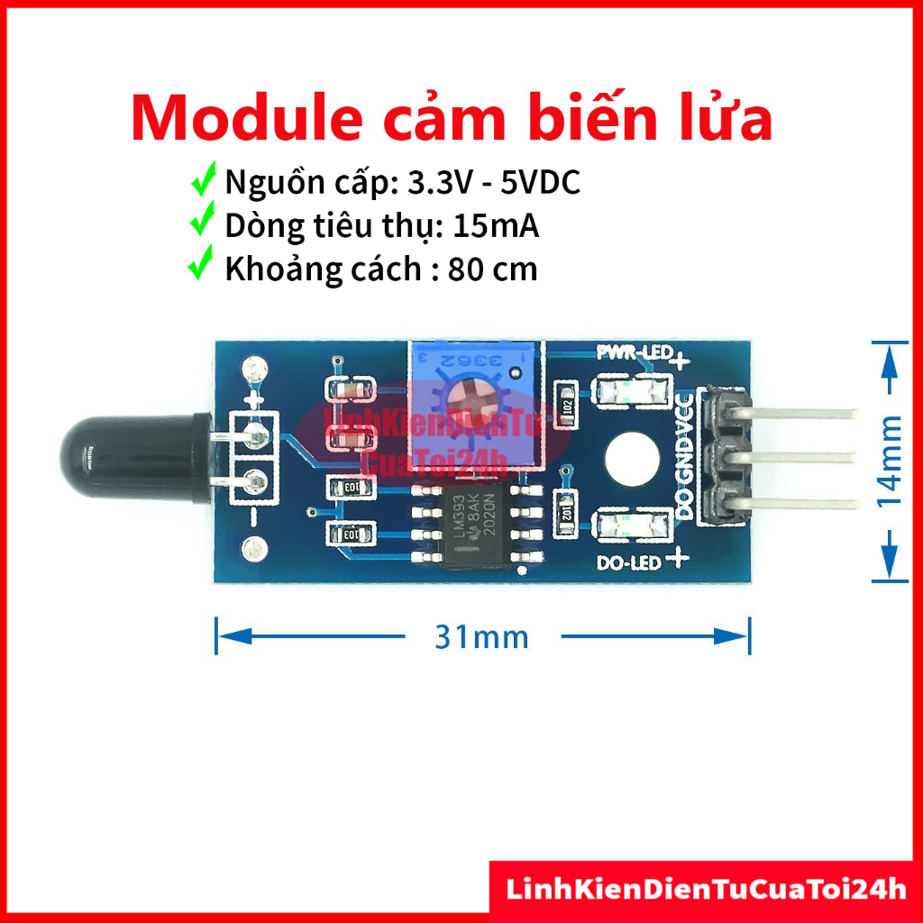 Module cảm biến lửa, Mạch cảm biến phát hiện ngọn lửa Flame sensor ...