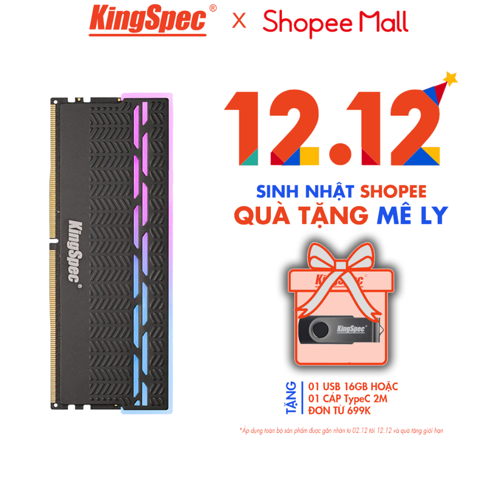 RAM KingSpec 8GB / 16GB DDR4 Gaming tản nhiệt LED RGB | D4R - Hàng ...