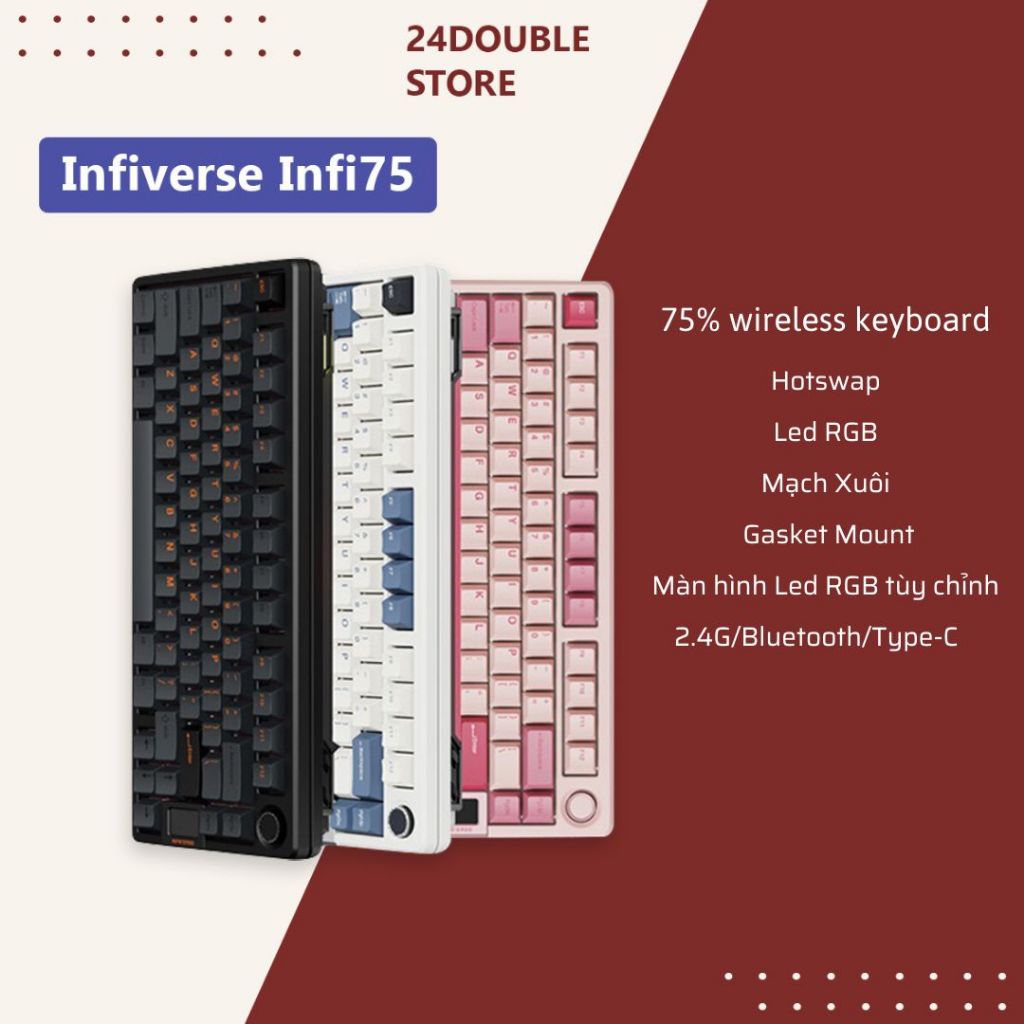 Infiverse Infi75 - Bàn phím cơ custom Infi75, mạch xuôi, màn hình led ...