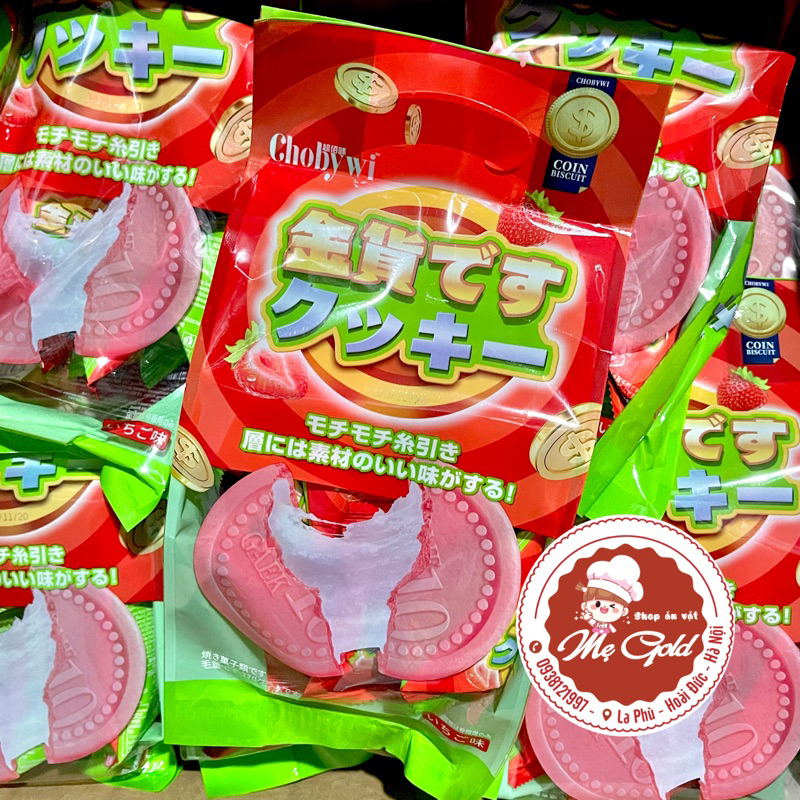 Bánh đồng xu 10 won nhân dẻo, bánh đồng tiền phomai kéo sợi Choby Wi ...