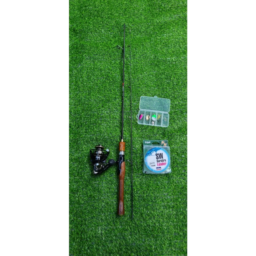 Bộ cần câu cá UL cán gỗ 1m5 1m68 1m8 1m98 máy đứng ac2000 và máy ngang ...