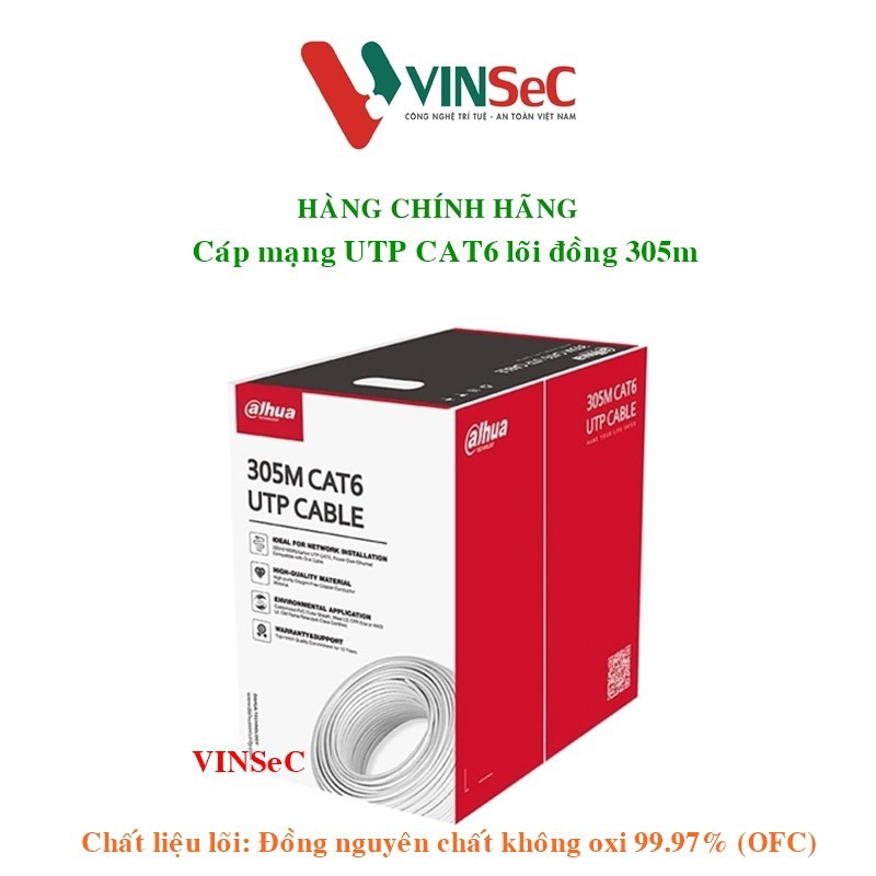 Dây cáp mạng UTP CAT 6E DAHUA ( DH-PFM920I-6UN-CN ) 305 mét - lõi đồng ...