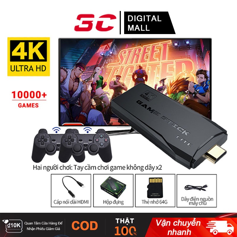 Game Stick 4k V3 Pro , Tiếng Việt 128GB-40.000 trò + 50 game mới tải ...